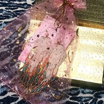 Handmade Seed Beaded Beachy Starfish Shell Coin Bag Purse Boho Tropical ...