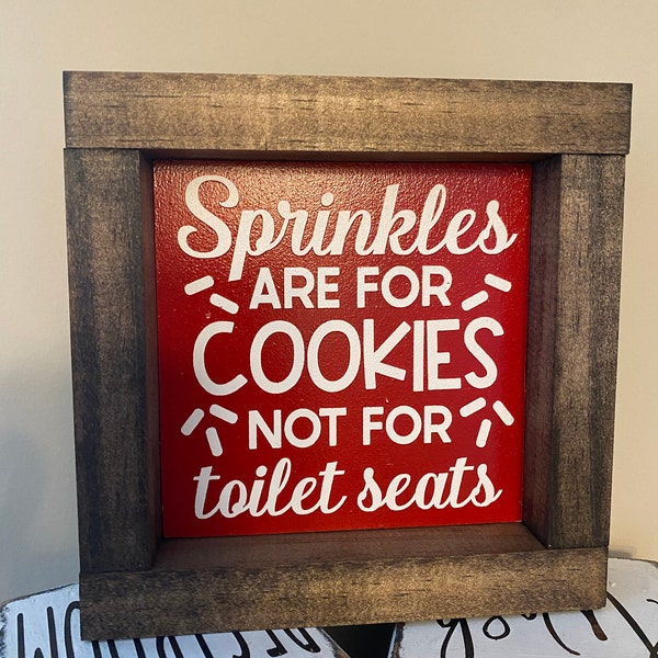 Funny Christmas Bathroom Mini 6"x6" Sign, Farmhouse Bathroom, Bathroom ...