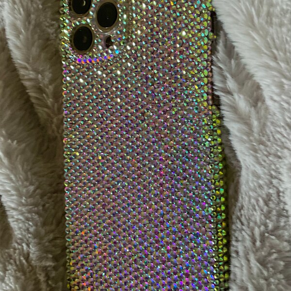 Iridescent Crystal Swar Bling Luxury Phone Cases Full Sides Protect ...