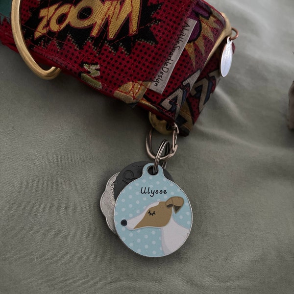 Greyhound Dog ID Tag for Greyhound Collar, Illustrated Dog Tags for ...