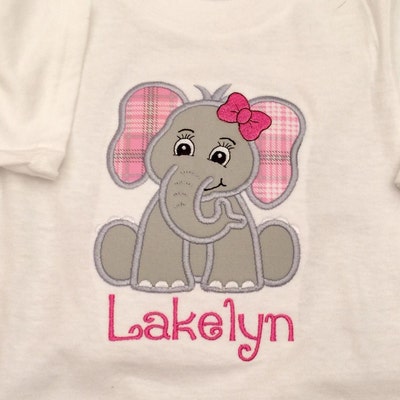 Applique Elephant Machine Embroidery Design Zoo Baby Girl With Bow ...