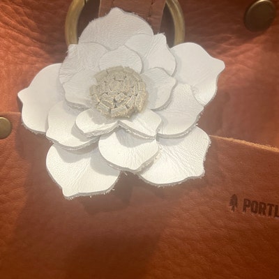 White Flower Purse Charm, Single Magnolia Flower Purse Charm, Genuine ...