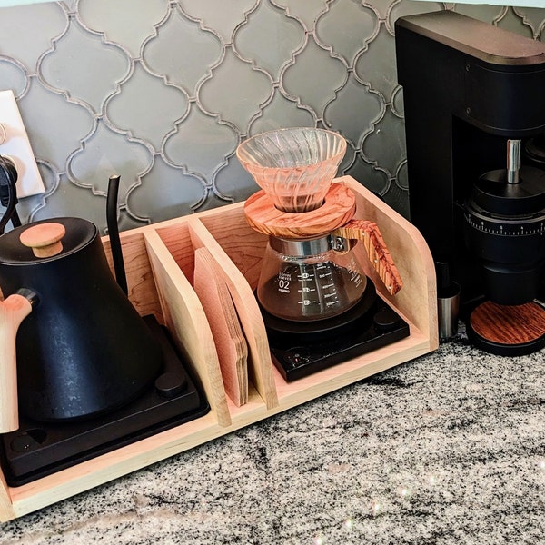 Pour-over Coffee Caddy, Handmade Coffee Station Chemex Coffee Station ...