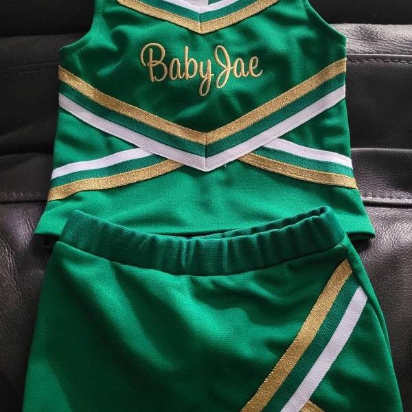 Gold & Black Cheer Uniform, Customized Cheerleading Uniform, Girls ...