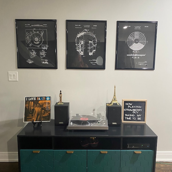 Music Lover Gift Wall Art, Music Poster Set of 3, Vintage Record Player ...