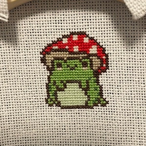 Mushroom Frog Cross Stitch Pattern PDF Kawaii Funny Easy Tiny Frog ...