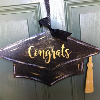 Unfinished Wood Graduation Cap Laser Cutout, Wreath Accent, Door Hanger ...