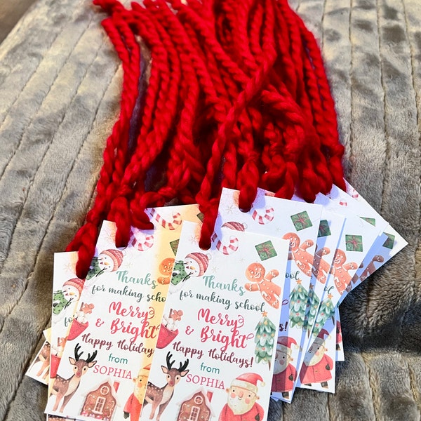 Editable School Merry and Bright Tag Christmas Gift Tag Holiday Tag ...