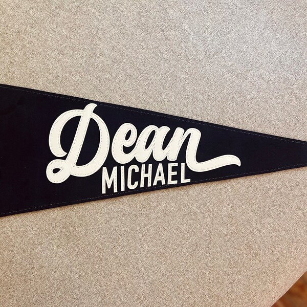 Two Line Large Custom Suede and Leather Pennant Flag Banner ...