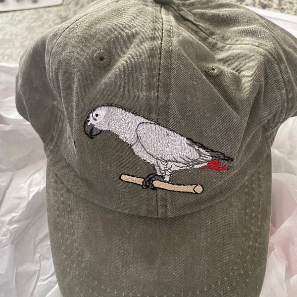 AFRICAN GRAY BIRD Hat Embroidered Women Men Wildlife Baseball Cap ...