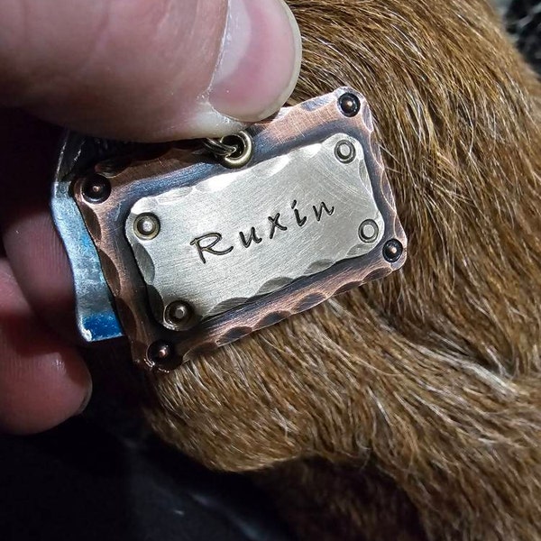 Large Dog Tag Personalized Pet ID Tag With Hand Stamped and Engraved ...