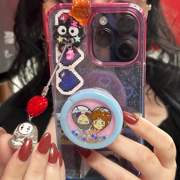 Kawaii Ponyo Inspired Resin Shaker Charm Phone Grip Keychain Badge Reel ...