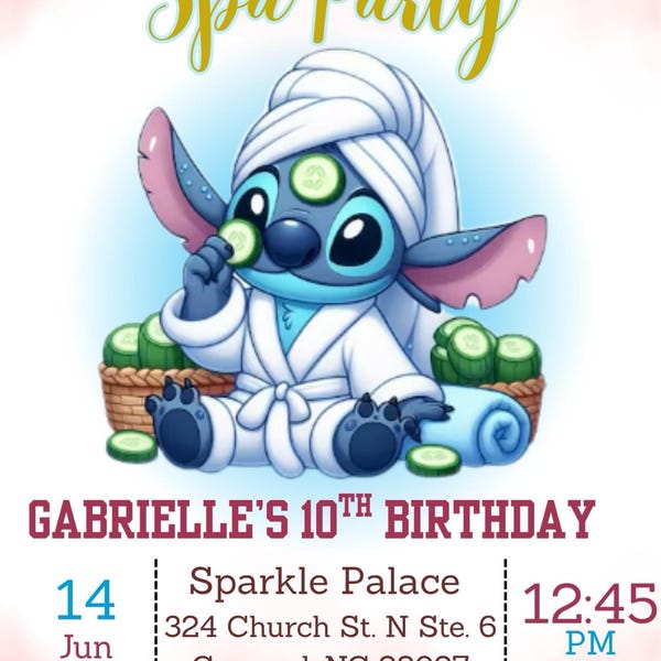 Stitch Lilo Pool Birthday Invitation | Stitch Angel Waterslide Party ...