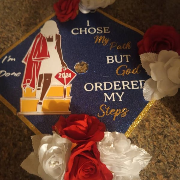 Graduation Black Woman Going up Stairs Cap Diploma Grad Education ...