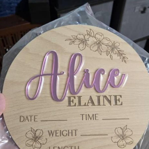 Heart Announcement Sign Personalized Name Baby Birth Stats Heart ...