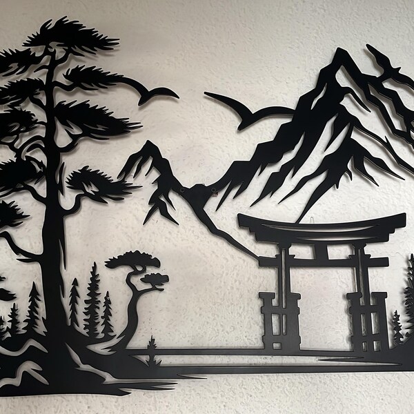 Metal Pine Tree Silhouette Wall Art, Handcrafted Forest Landscape Decor ...