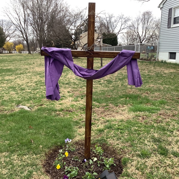 Large 5 Ft, 60 Inch Yard Cross, Rustic Cross, Burnt Wood Dark Walnut ...
