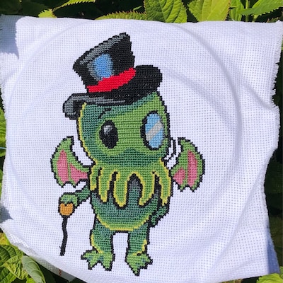 Gentleman Cthulhu Cross Stitch Pattern, Dapper Sir Cthulhu Embroidery, Geeky Needlepoint, Funny ...