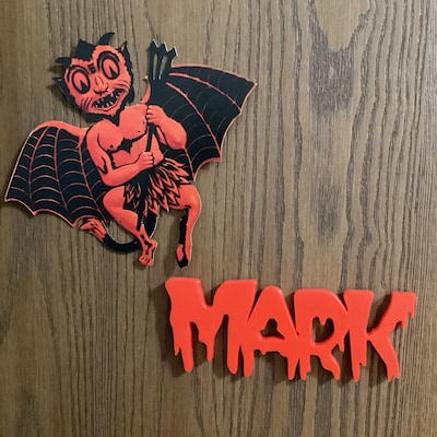 NOS Vintage Style Authentic Beistle 2 Sided Cutout Black Cat With Devil ...