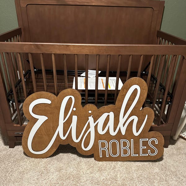 Large Name Sign, Boho Nursery Sign, Above Crib Cut Out, Layered Baby ...