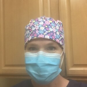 Dentist Surgical Scrub Cap Hat With Buttons, Tooth Print Surgical Scrub ...