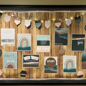 Modern Greenery Back to School Bulletin Board Kit Easy and - Etsy