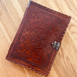 Purple Leather Journal Lock Thick Pages Journal Grimoire With - Etsy