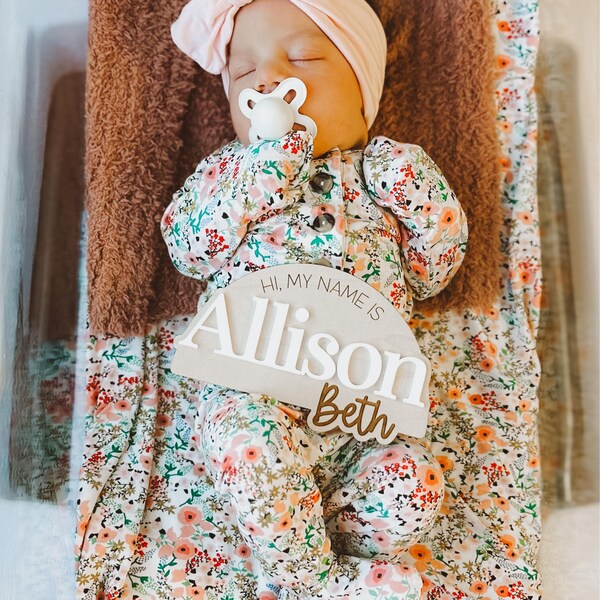 Baby Birth Announcement Sign, Hi My Name is Sign, Personalized Baby ...