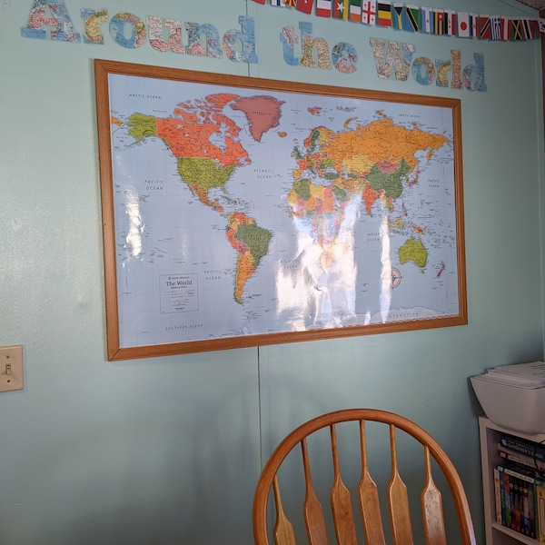 Map Banner Garland Printable, World Map Alphabet, Letters for Travel ...