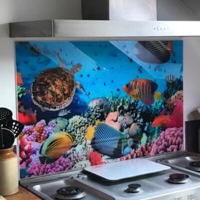 Kitchen Glass Splashback ANY SIZE Tempered Cooker Backsplash Wall Panel ...