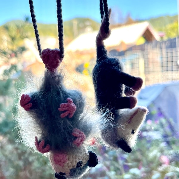 Possum Car Charm Rearview Mirror Accessory, Felted Opossum Ornament ...