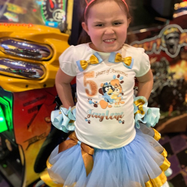 Bluey Girl Blue Tutu Set, Blue Tutu Set, Girl Birthday, Girls Birthday ...