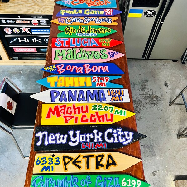 Set of 14 Directional Signs . Beach Signs . Tiki Signs . Custom ...