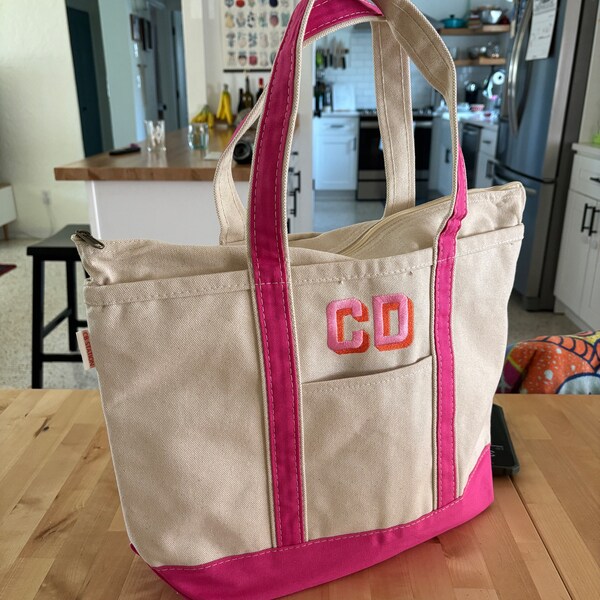 Embroidered Monogram Canvas Tote // Personalized Gift, Bridesmaid Tote ...