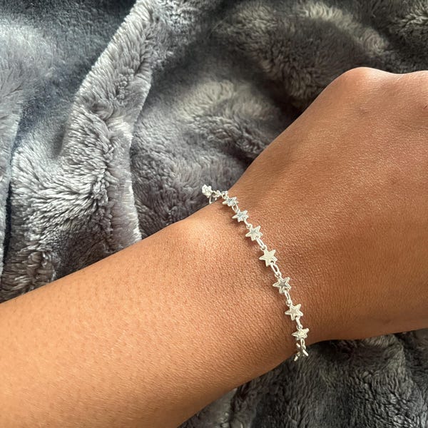925 Sterling Silver Anklet, Graduated Stationed Bead Box Chain 925 ...