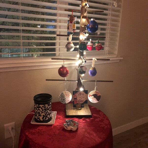 LARGE Rustic Stained Christmas Tree Ornament Holder, Display, Stand ...