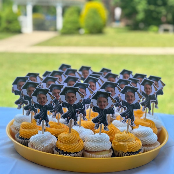 Graduate Personalized Face Cupcake Toppers - Etsy