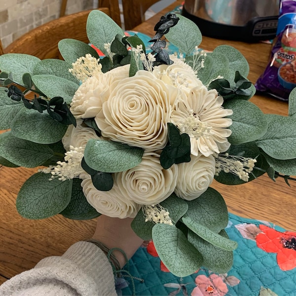 Wedding Bouquet, Bridal Bouquet, Sola Flower, Wedding Flower, Wooden ...