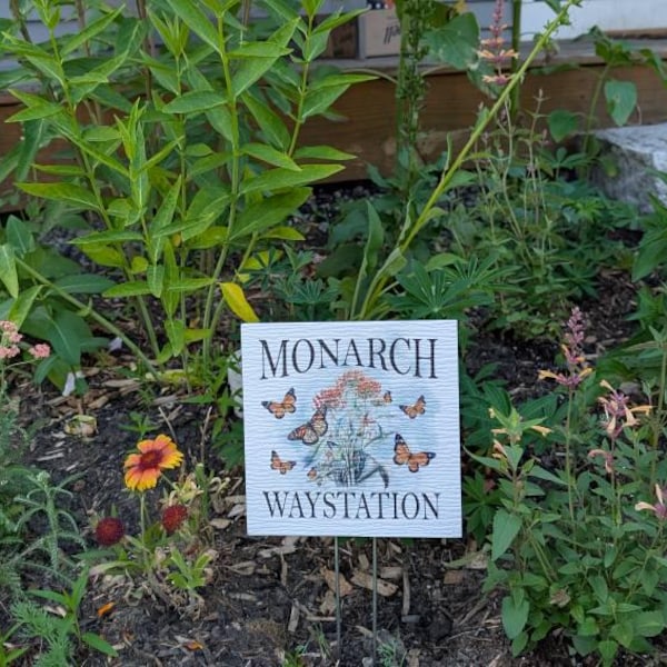 Garden Weatherproof Sign "monarch Waystation" Nature-inspired Yard Lawn ...