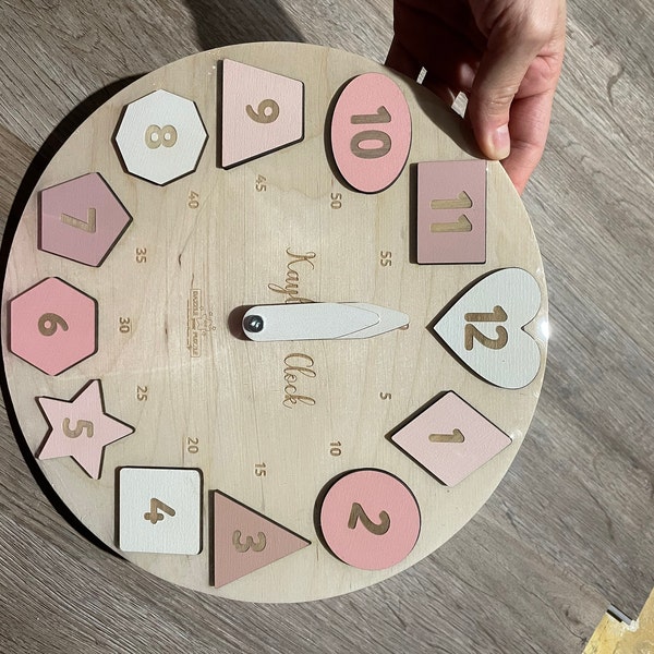 Personalized Wooden Name Clock With Shape Chrin Gift Puzzle Toys for ...