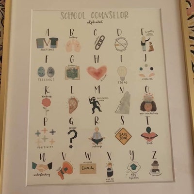 School Counselor Alphabet Print Counseling Gift ABC Office Wall Decor ...