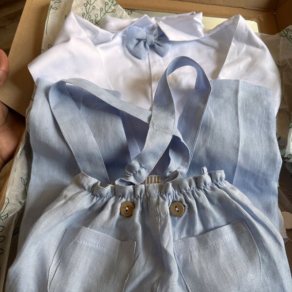 4 Parts/ 12-18 Months Christening Set for Boy, LINEN , Baptism Set ...