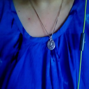 XL Blue Enamel Miraculous Medal Miraculous Necklace Catholic - Etsy