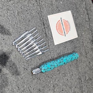 Ergonomic Crochet Hook Set in Blue Crush Resin With Interchangeable ...
