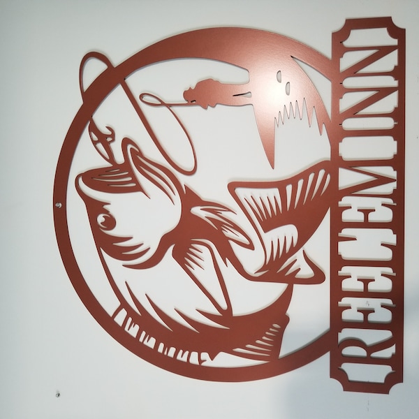 Custom Bass Fish Metal Monogram, Bass Fishing, Custom Name Sign ...