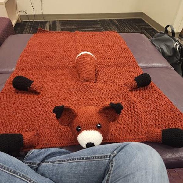3 in 1 Woodland Fox Baby Blanket Toy Lovey Crochet Pattern Pram Blanket ...