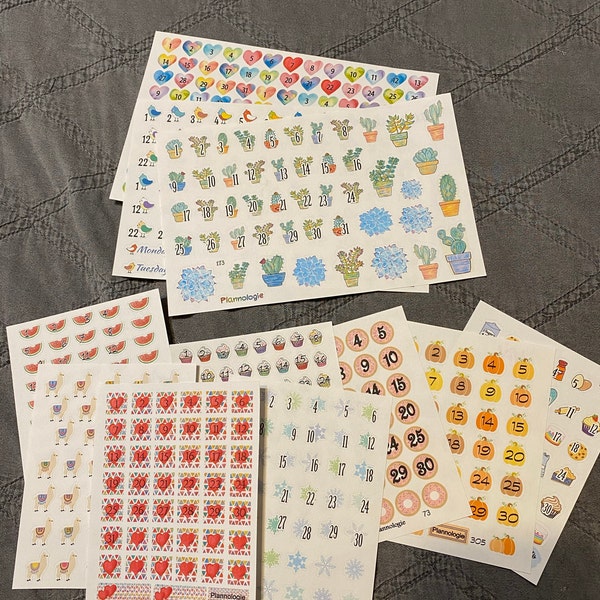 Valentine's Heart Date Cover Planner Stickers - Valentine's Day Numbers ...