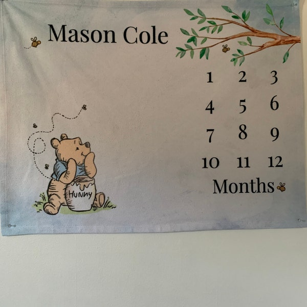 Classic Pooh Baby Shower Welcome Sign, Honey Bee Pooh Bear Poster ...