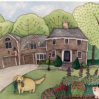 Victorian House Print, Reproduction Print, Watercolor Print, Country ...