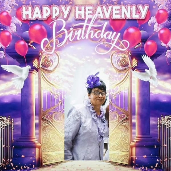 Happy Heavenly Birthday Purple Stairs Heaven, Memorial PNG, in Loving Memory PNG Template, RIP ...